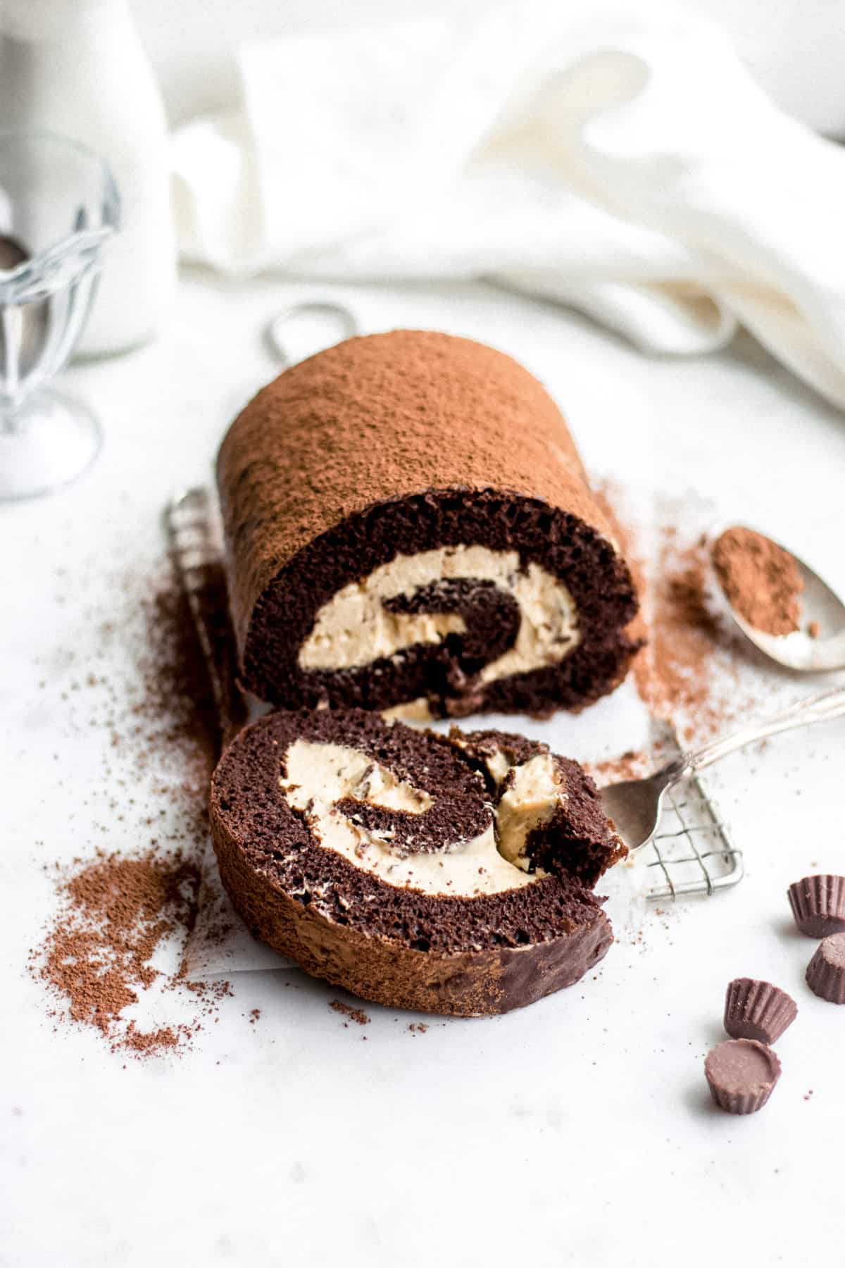Fudgy Chocolate-Peanut Butter Cake Roll - Sarah's Day Off